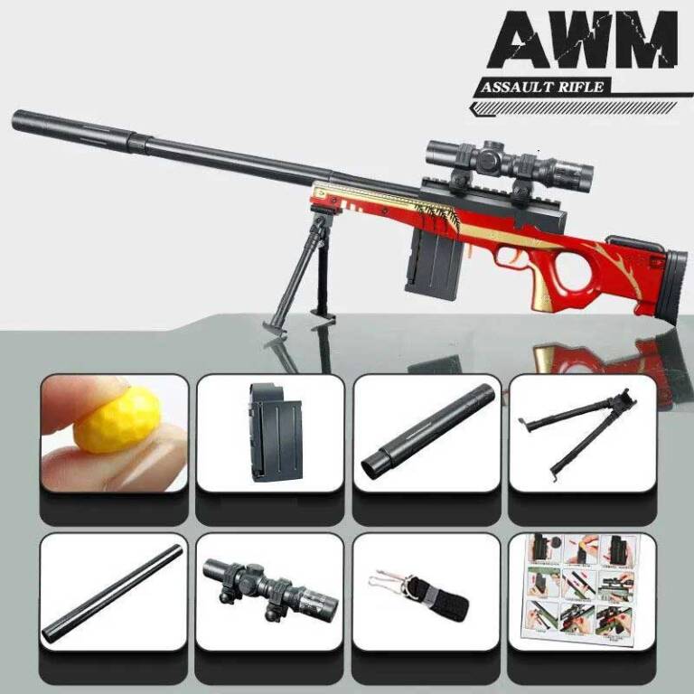 تفنگ تک تیرانداز تیرژله ای مدل AWM sniper rifle 134CM